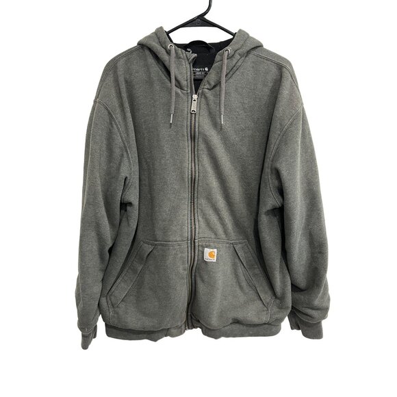 Carhartt | Jackets & Coats | Carhartt Mens Grey Loose Fit Zip Up Hoodie ...